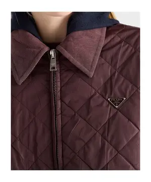 Prada Re-nylon Quilted Jacket With Velvet Collar