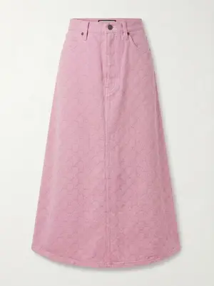 Gucci Gg Cotton Denim Jacquard Skirt