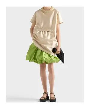Prada Embroidered Double Shantung Dress