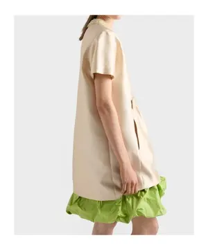 Prada Embroidered Double Shantung Dress