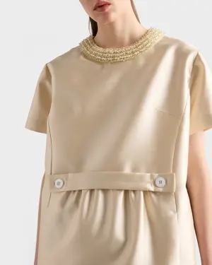 Prada Embroidered Double Shantung Dress