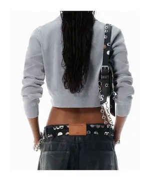Alexander Wang Cropped Polo Cardigan - Grey