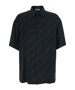 Balenciaga All-over Logo Short-sleeve Shirt - Black