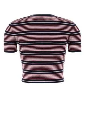 Prada Striped Short-sleeve Knitted Top - Black