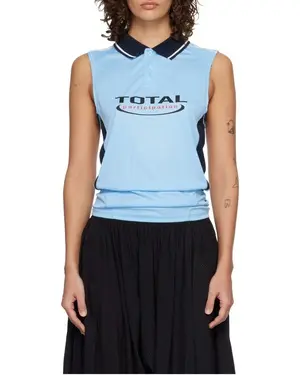Martine Rose Sleeveless Polo Shirt - Light Blue