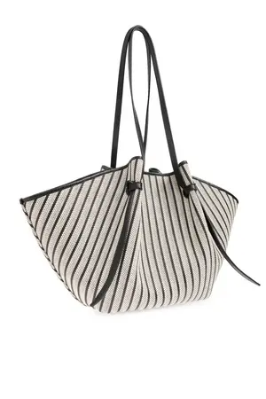 Yuzefi Mochi Striped Woven Shoulder Bag - Cream