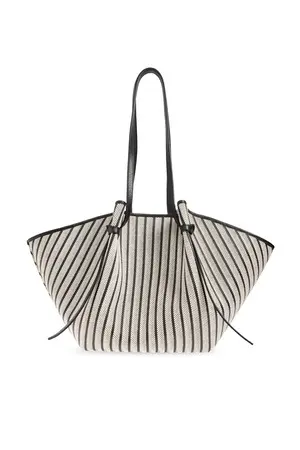Yuzefi Mochi Striped Woven Shoulder Bag - Cream