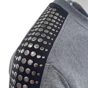 Just Cavalli Round-collar Long-sleeve Hoodie With Nail Embellishments