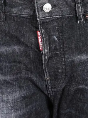 Dsquared2 Washed Distressed Tapered Jeans - Black