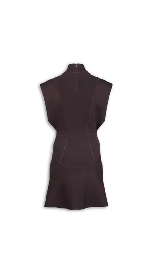 Alaïa Silk Knit High Neck Short Sleeve Dress