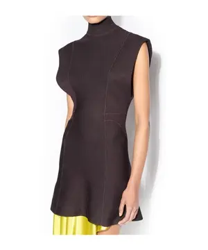 Alaïa Silk Knit High Neck Short Sleeve Dress