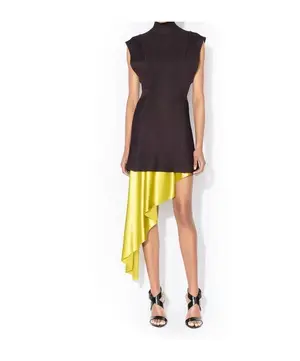 Alaïa Silk Knit High Neck Short Sleeve Dress
