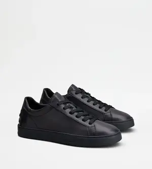 TOD'S Lace-up Round Toe Low-top Sneakers - Black