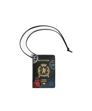 Balenciaga Crest Print Card Holder Wallet - Black/multicolor