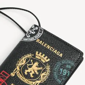 Balenciaga Crest Print Card Holder Wallet