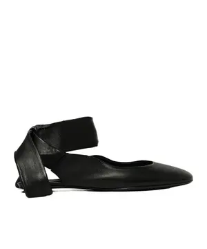Attico Slingback Flats With Ankle Wrap - Black