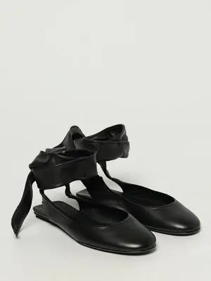 Attico Slingback Flats With Ankle Wrap - Black