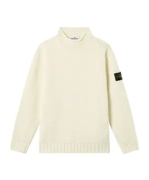 Stone Island Mock Neck Sweater With Reverse Stitch Detail - Ivory