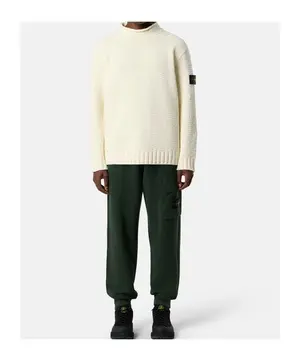 Stone Island Mock Neck Sweater With Reverse Stitch Detail - Ivory