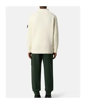 Stone Island Mock Neck Sweater With Reverse Stitch Detail - Ivory