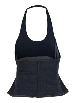 Jacquemus Denim Halterneck Top - Deep Navy Blue