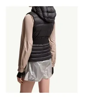 Moncler Melia Hooded Down Gilet With Belted Waist - Black