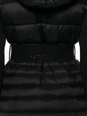 Moncler Melia Hooded Down Gilet With Belted Waist - Black
