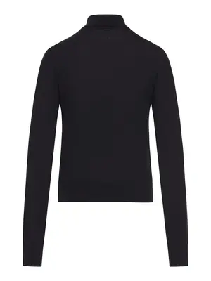 Celine Long Sleeve Fine Cotton Polo Sweater - Black