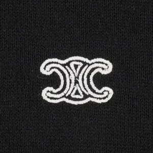 Celine Long Sleeve Fine Cotton Polo Sweater - Black