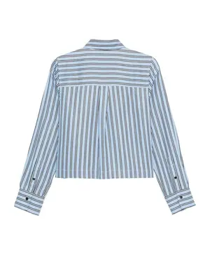 Closed Striped Cropped Shirt - Blue