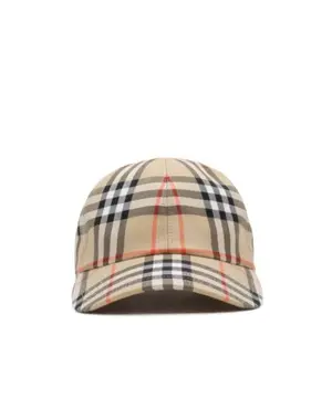 Burberry Checked Baseball Cap - Sand Beige