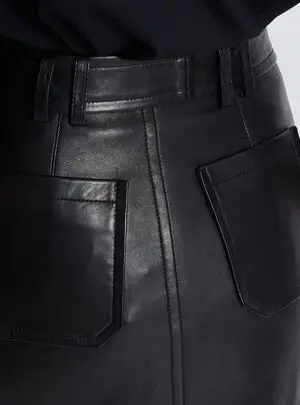 Balmain Leather Belted Bellows Pocket Skirt
