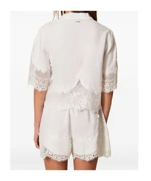 TWINSET Embroidered Scalloped Hem Shorts