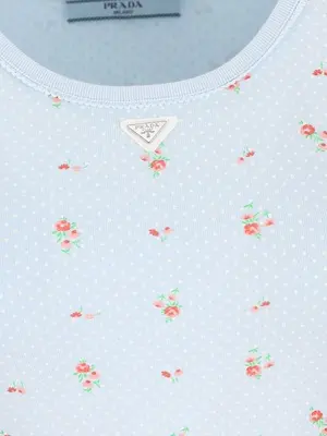 Prada Floral Print Tank Top - Blue