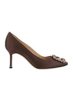 Manolo Blahnik Hangisi Embellished Pumps - Brown