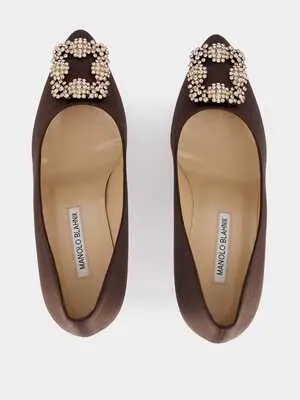 Manolo Blahnik Hangisi Embellished Pumps - Brown