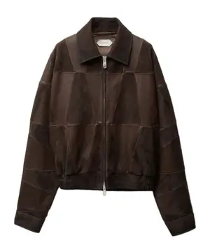 Versace Geometric Panelled Leather Jacket