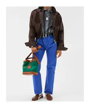 Versace Geometric Panelled Leather Jacket