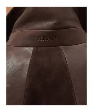 Versace Geometric Panelled Leather Jacket