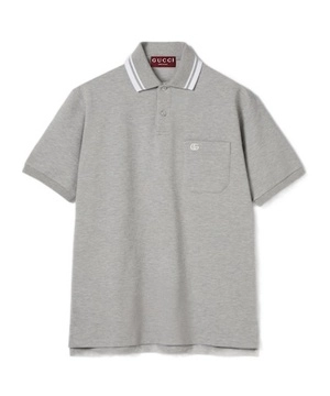 Gucci Cotton Piquet Polo Shirt With Embroidery Grey