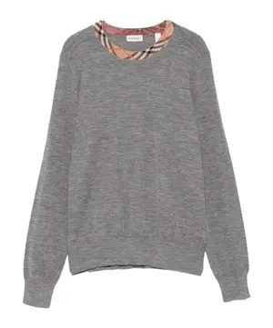 Burberry Check Detail Fine Knit Jumper