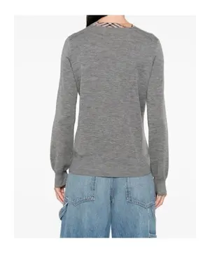 Burberry Check Detail Fine Knit Jumper