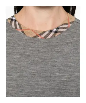 Burberry Check Detail Fine Knit Jumper