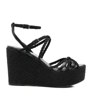 JIMMY CHOO Nyre Braided Wedge Sandals - Black