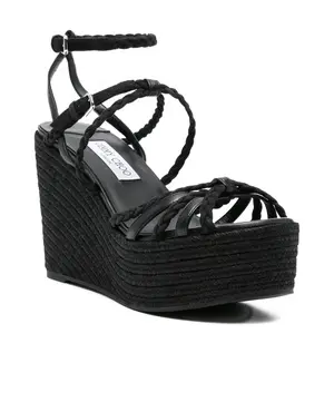 JIMMY CHOO Nyre Braided Wedge Sandals - Black