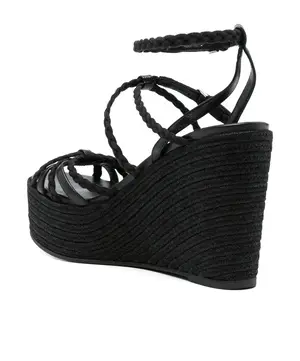 JIMMY CHOO Nyre Braided Wedge Sandals - Black