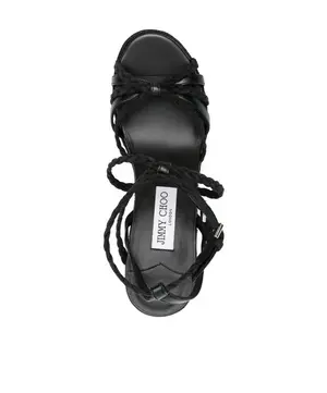 JIMMY CHOO Nyre Braided Wedge Sandals - Black