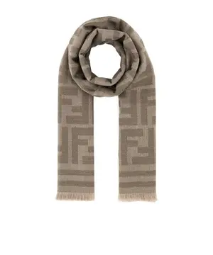 Fendi Ff Jacquard Scarf - Light Brown