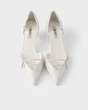 Prada Open-side Pumps With Metal Buckle And Bow Detailing - White