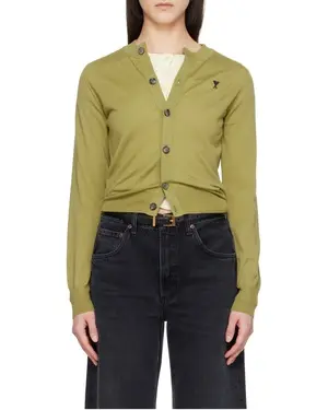 AMI Paris De Coeur Crewneck Cardigan